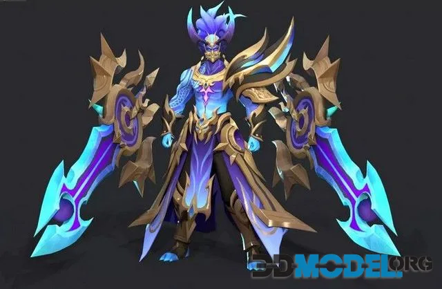 3D Model – Evil spirit warrior Low-poly (PBR)