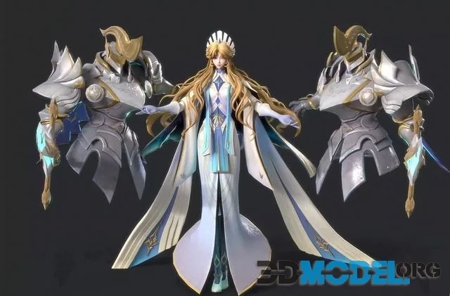 3D Model – Holy princess guard Low-poly (PBR)