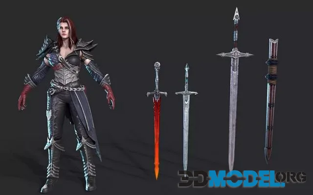 3D Model – Human female warrior Low-poly