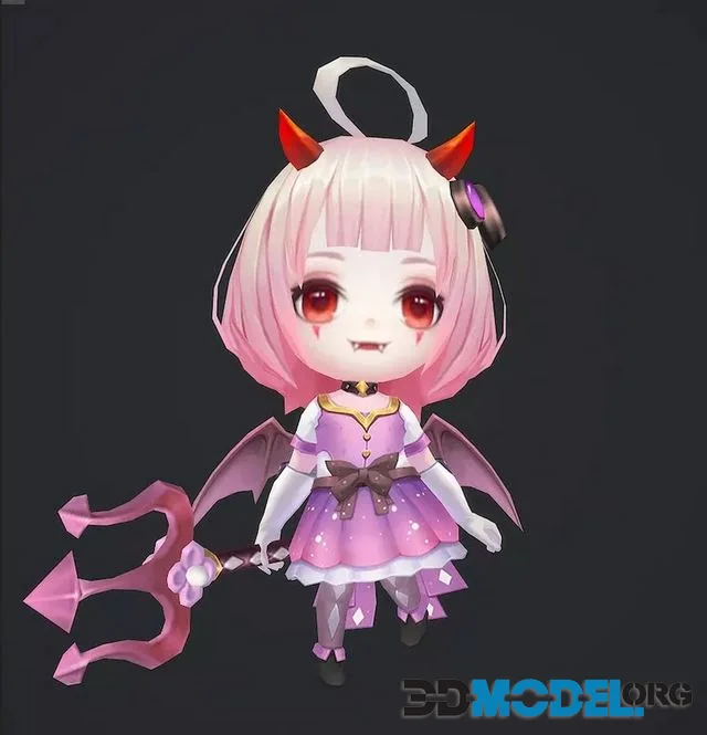 3D Model – Little Devil Girl Low-poly (PBR)