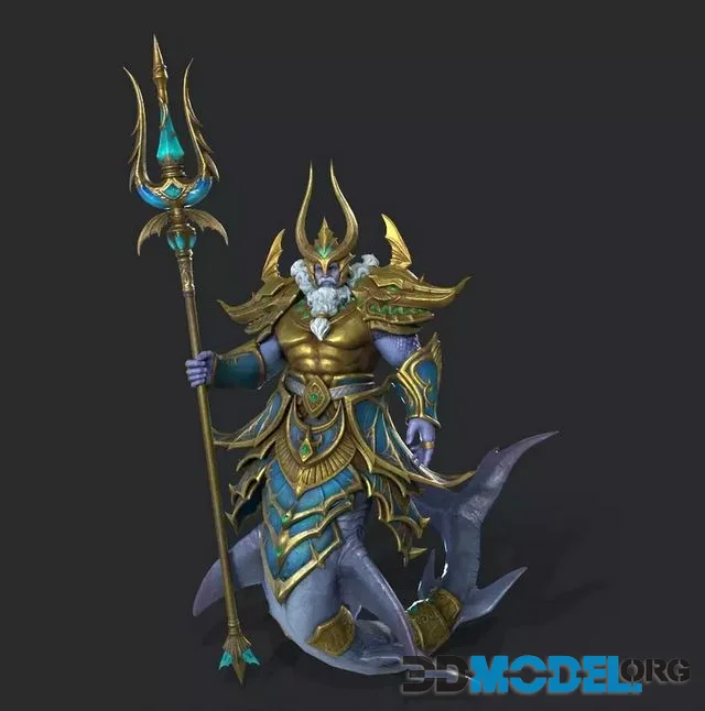 3D Model – Male fish person Low-poly