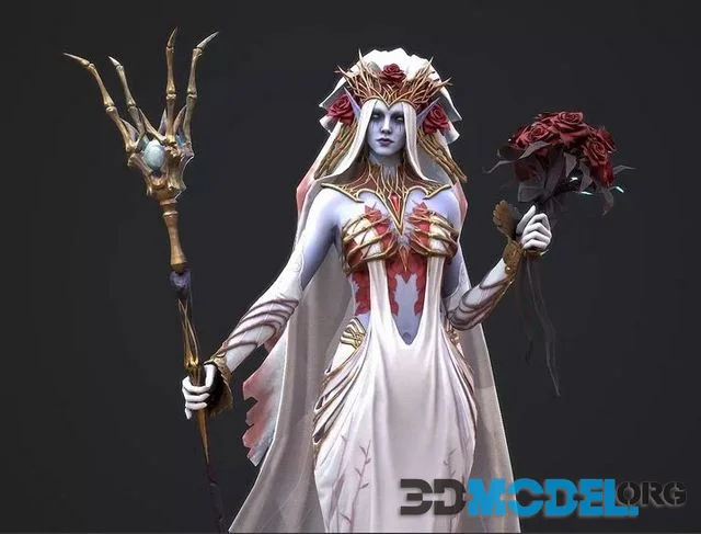 3D Model – Night elf rose bride Low-poly (PBR)
