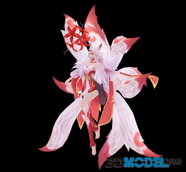 3D Model – Nine tailed fox demon Low-poly (PBR)