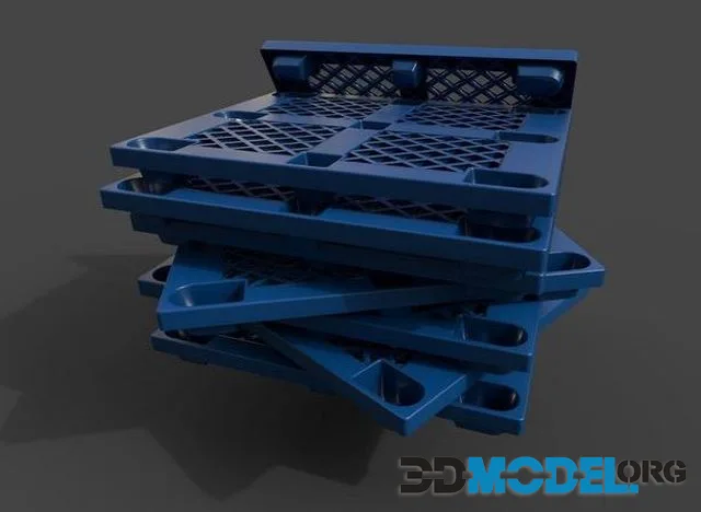 3D Model – Pallet stack of plastic pallets (PBR)