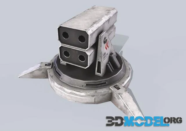 3D Model – Scifi advance turret 05 Low-poly (PBR)