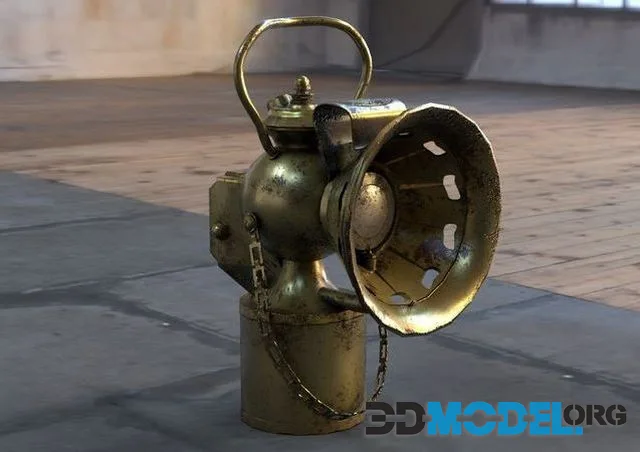 3D Model – Vintage Carbide Lamp Low-poly (PBR)