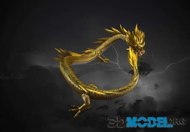 3D Model – Chinese Dragon Loong Low-poly (PBR)