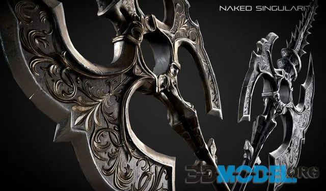 3D Model – Dark halberd Medieval dark fantasy weapon Low-poly (PBR)