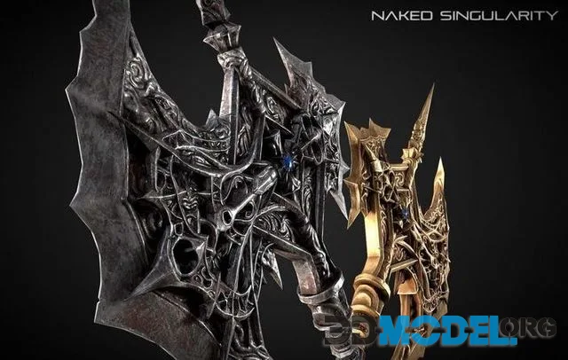 3D Model – Divine Halberd Medieval dark fantasy weapon Low-poly (PBR)