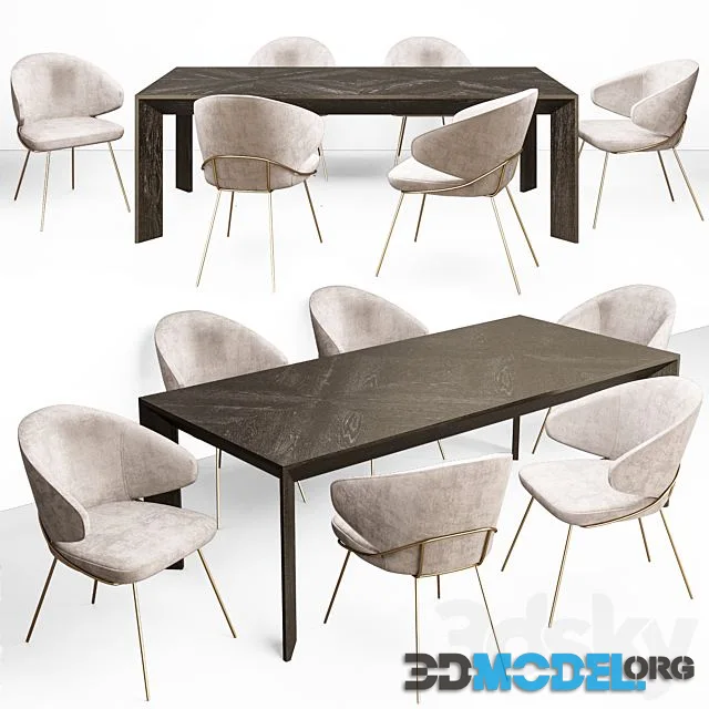 3D Model – Eichholtz Tremont Table and Kinley Chair Set