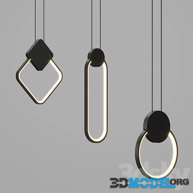 3D Model – Hanging Chandelier Series Curly Lamp