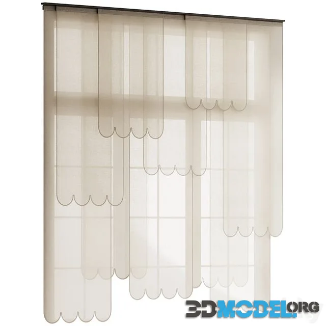 3D Model – Layered Scallop Panel Curtain