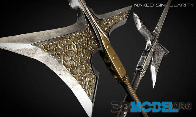 3D Model – Light halberd Medieval dark fantasy weapon Low-poly (PBR)