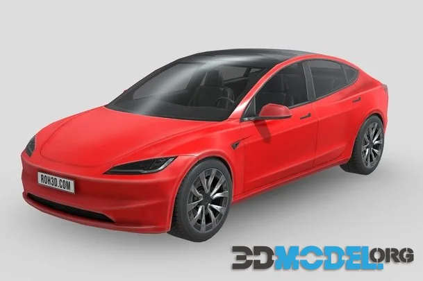 3D Model – Low Poly Car Tesla Model 3 2024 (PBR)