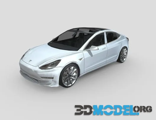 3D Model – Low Poly Car Tesla Model 3 2018 (PBR)