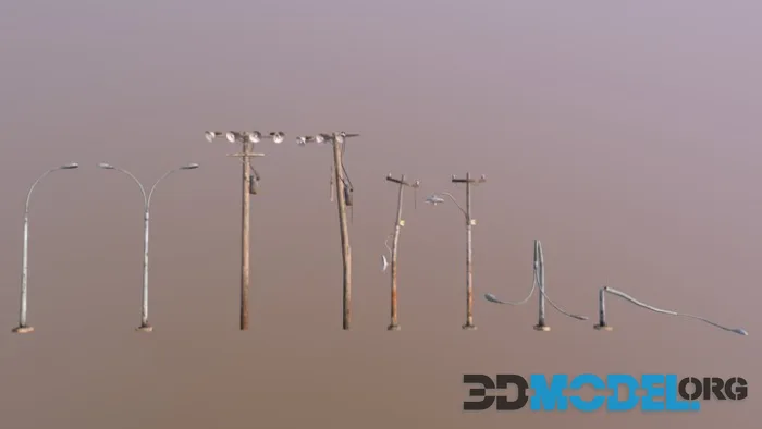 3D Model – Low Poly Light Poles Pack (PBR)