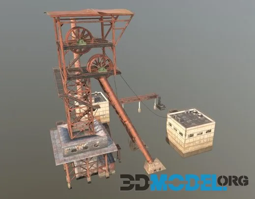 3D Model – Low Poly Mining Tower (PBR)