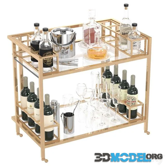 3D Model – Restoration Hardware 1930S FRENCH TROLLEY BAR CART