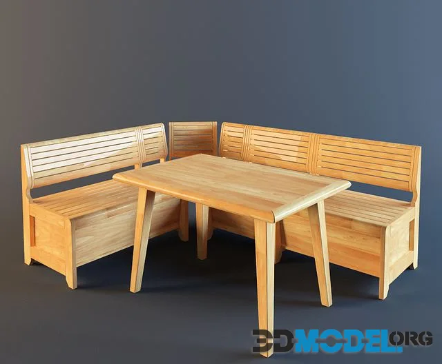 3D Model – Sauna, corner sauna benches