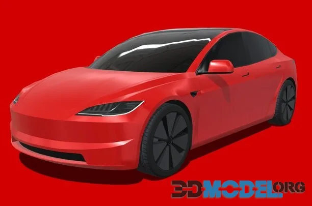 3D Model – Tesla Model 3 2025 Low Poly (PBR)