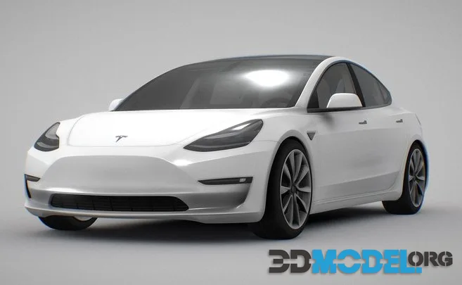 3D Model – Tesla Model 3 (Realistic Graphics) (PBR)