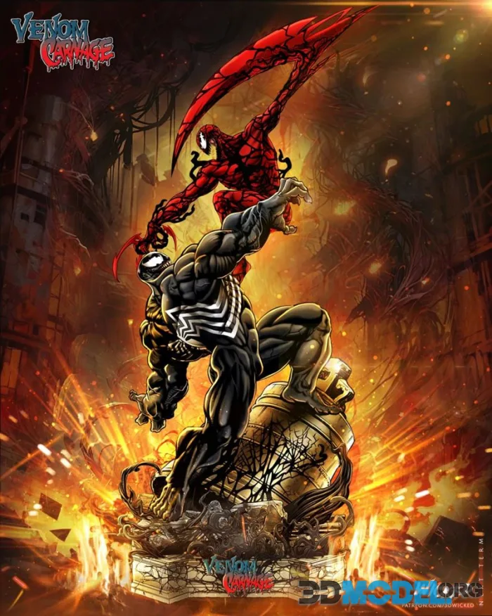 3D Model – Wicked - Venom VS Carnage Diorama – Printable