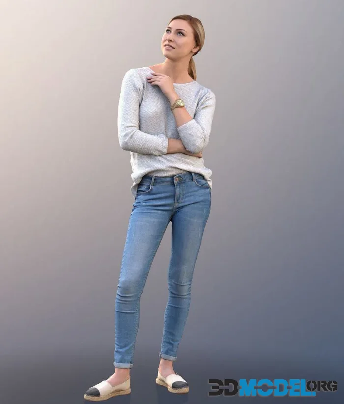 3D Model – Casual Woman Standing low-poly (PBR)
