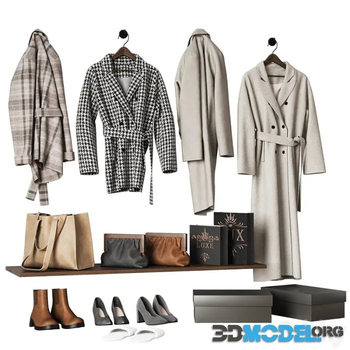 3D Model – Coat collection Clothes and shoes for the hallway