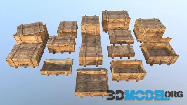 3D Model – Crates – Wooden Boxes low-poly (PBR)
