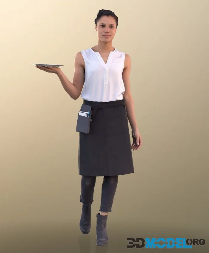 3D Model – Female Waitress Serving (PBR)