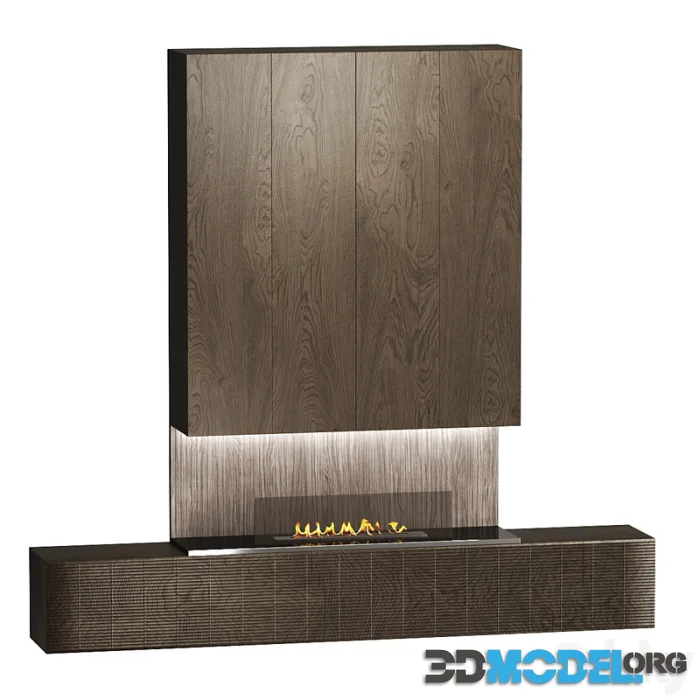 3D Model – Fireplace (modern, wood)