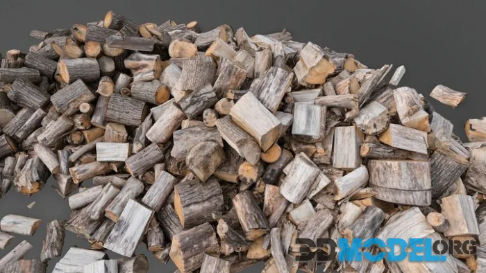 3D Model – Large Lumber Log Stack Pile (PBR)