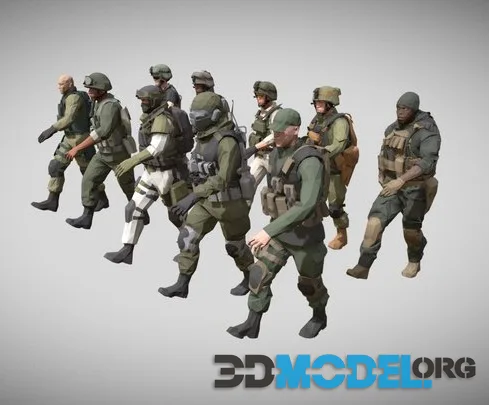 3D Model – Low Poly Army Man Character Pack Animated (PBR)