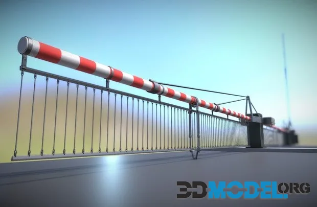 3D Model – Low Poly Railroad Barrier 7M Protective Grid (PBR)