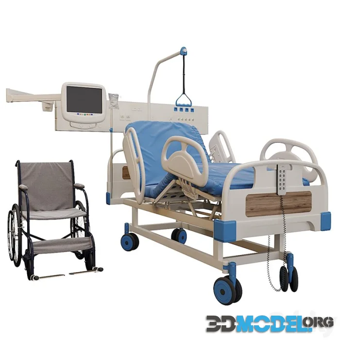 3D Model – Medical bed and Wheelchair