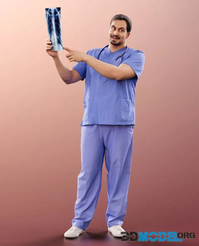 3D Model – Medical Doctor standing paramedic x-ray (PBR)