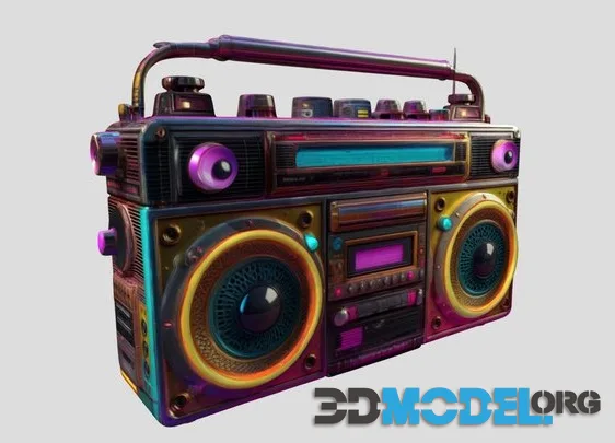 3D Model – Neon Pulse 88 Boombox (PBR)