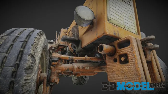 3D Model – Old Rusty And Dirty Tractor Low-poly