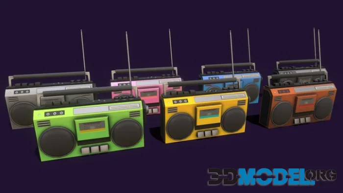 3D Model – Radio Set Low Poly Stylized Low Poly (PBR)