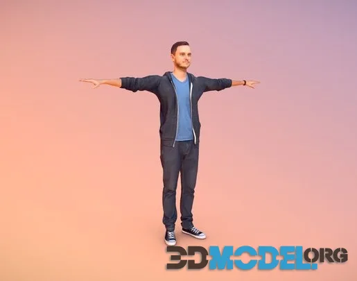 3D Model – Rigged T Pose Human Male W 50 Face Blendshapes (PBR)