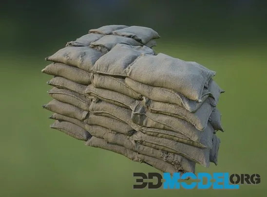 3D Model – Sandbag Wall Corner90 01 (PBR)