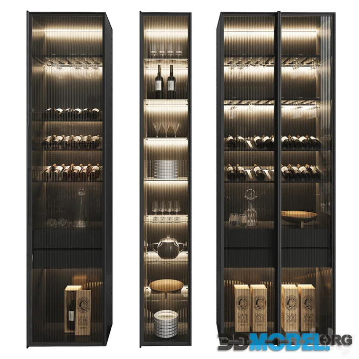 3D Model – Set of Display Cases of Different Widths 3