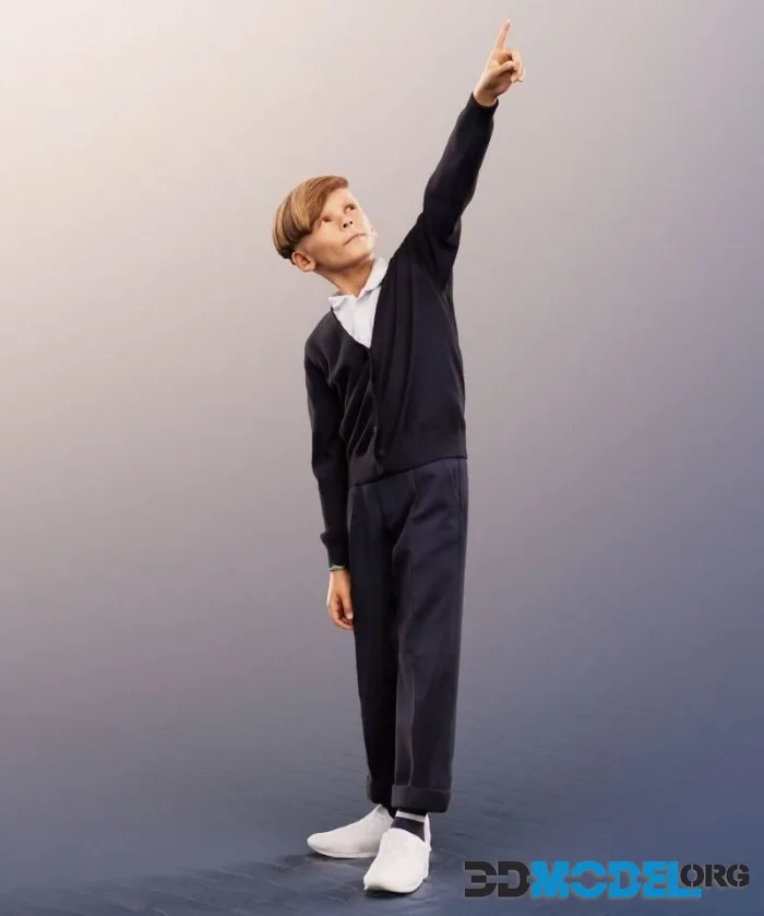 3D Model – Standing School Boy Pointing (PBR)
