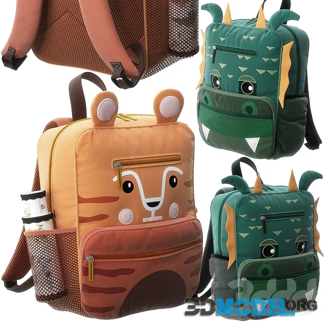 3D Model – Tiger, Dragon backpack