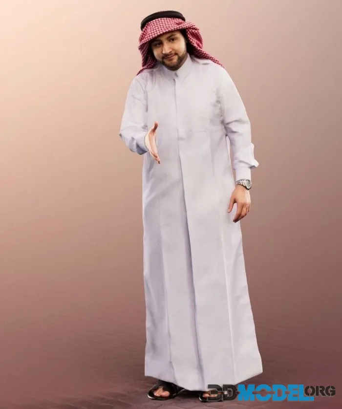 3D Model – Traditional Arabic Man Standing Hand Shake (PBR)