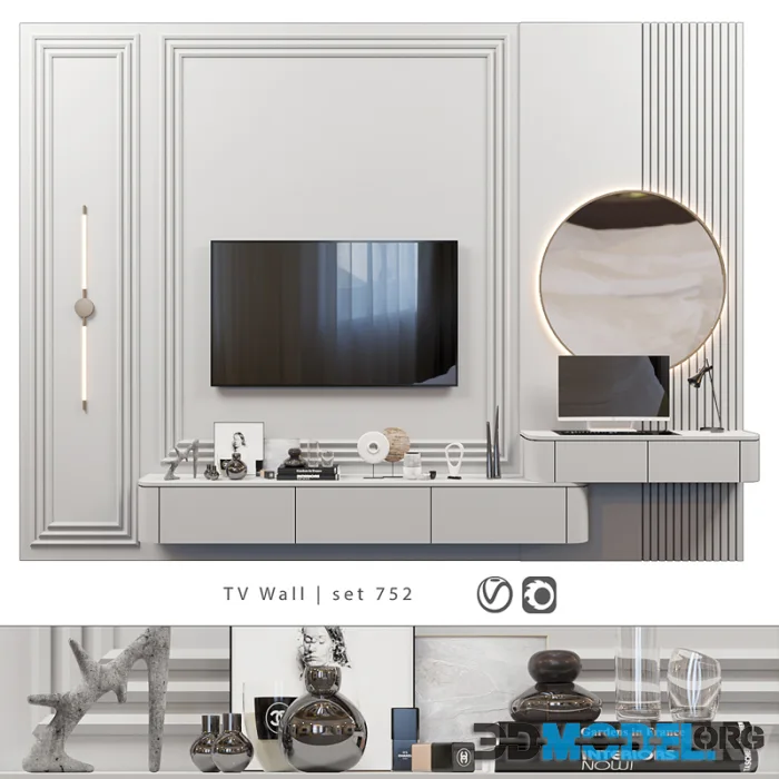 3D Model – TV Wall set 752
