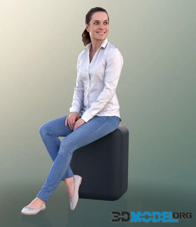 3D Model – Woman Sitting low-poly (PBR)