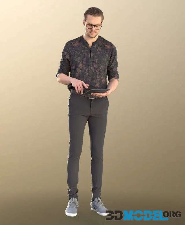 3D Model – Young Man Standing With Tablet (PBR)