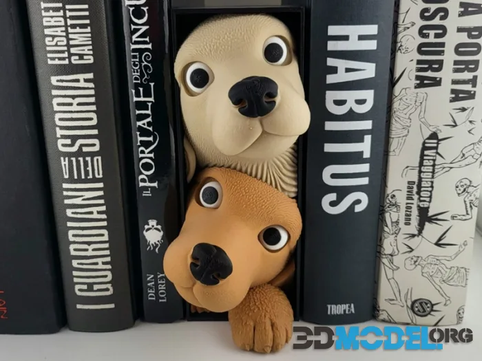 3D Model – Dog Friends Book Nook - Shelf Insert Book – Printable