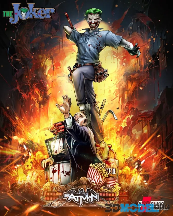 3D Model – Bdserk - Joker Face Off Sculpture – Printable